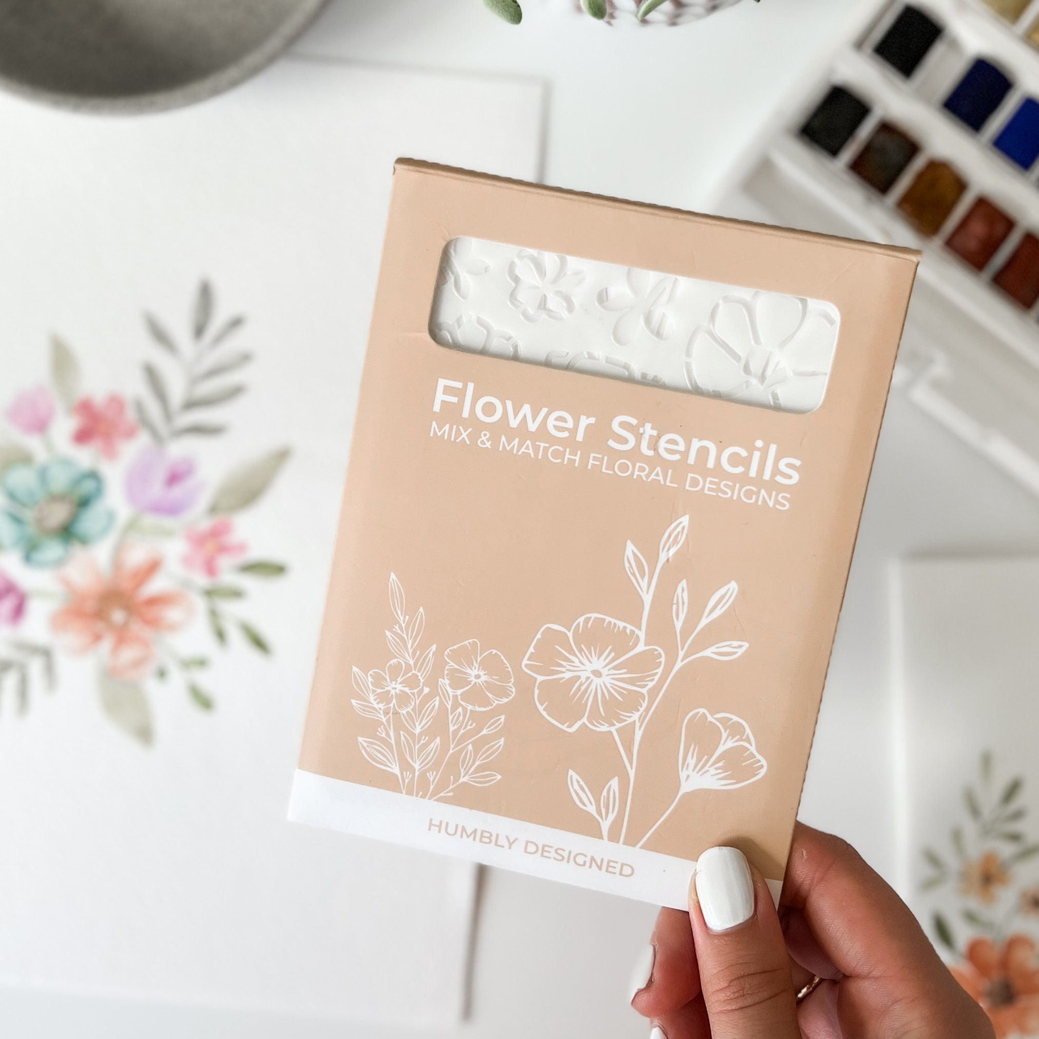 Mix & Match Flower Stencils Bujo Template Bullet Journal Template ...