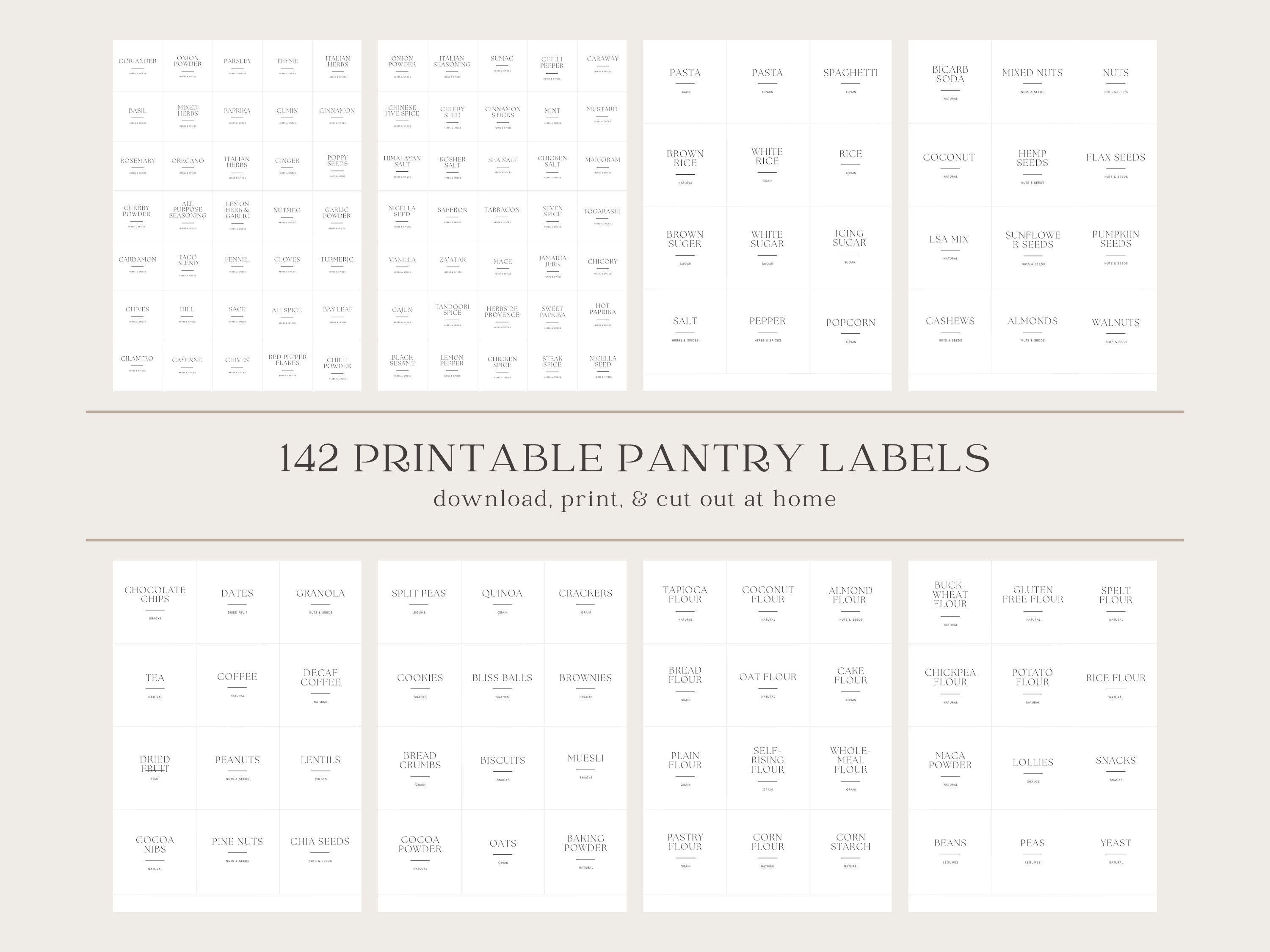 142 Pantry Labels Printable - Minimalist Kitchen Jar Labels ...
