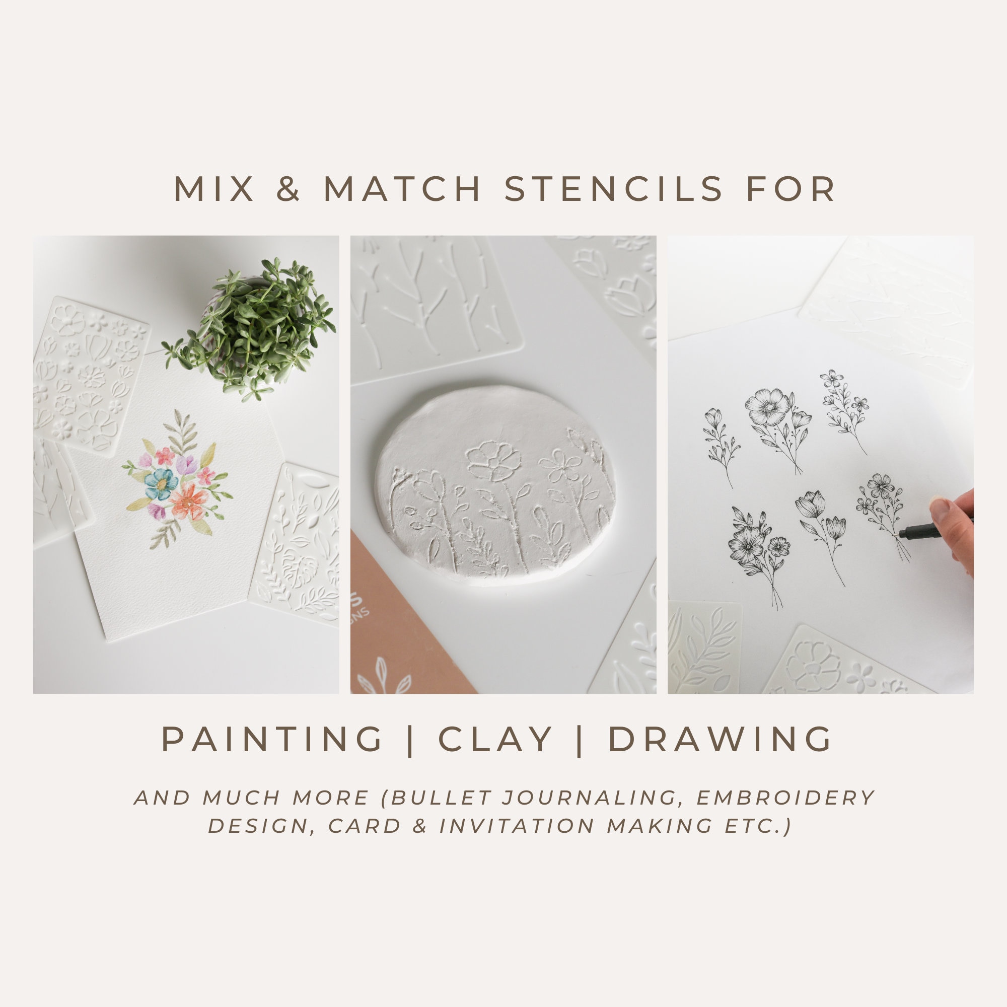 Mix & Match Flower Stencils Bujo Template Bullet Journal Template ...