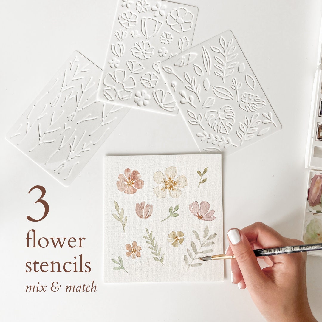 Mix & Match Flower Stencils Bujo Template Bullet Journal Template ...