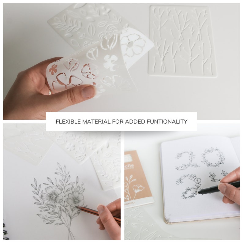 Mix & Match Flower Stencils Bujo Template Bullet Journal Template Journaling Stencil Drawing ...
