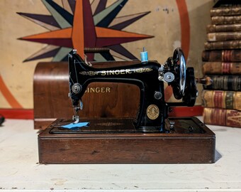 Vintage Hand Crank Sewing Machine, Singer Model No. 99K in Lovely ...