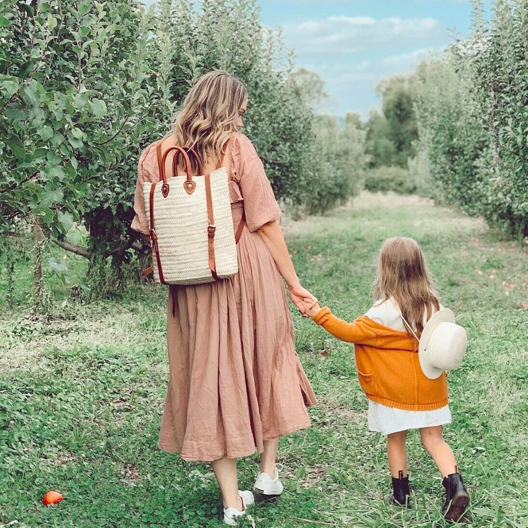 Picnic Basket Backpack With a Leather Fruit Basket Beach - Etsy Australia