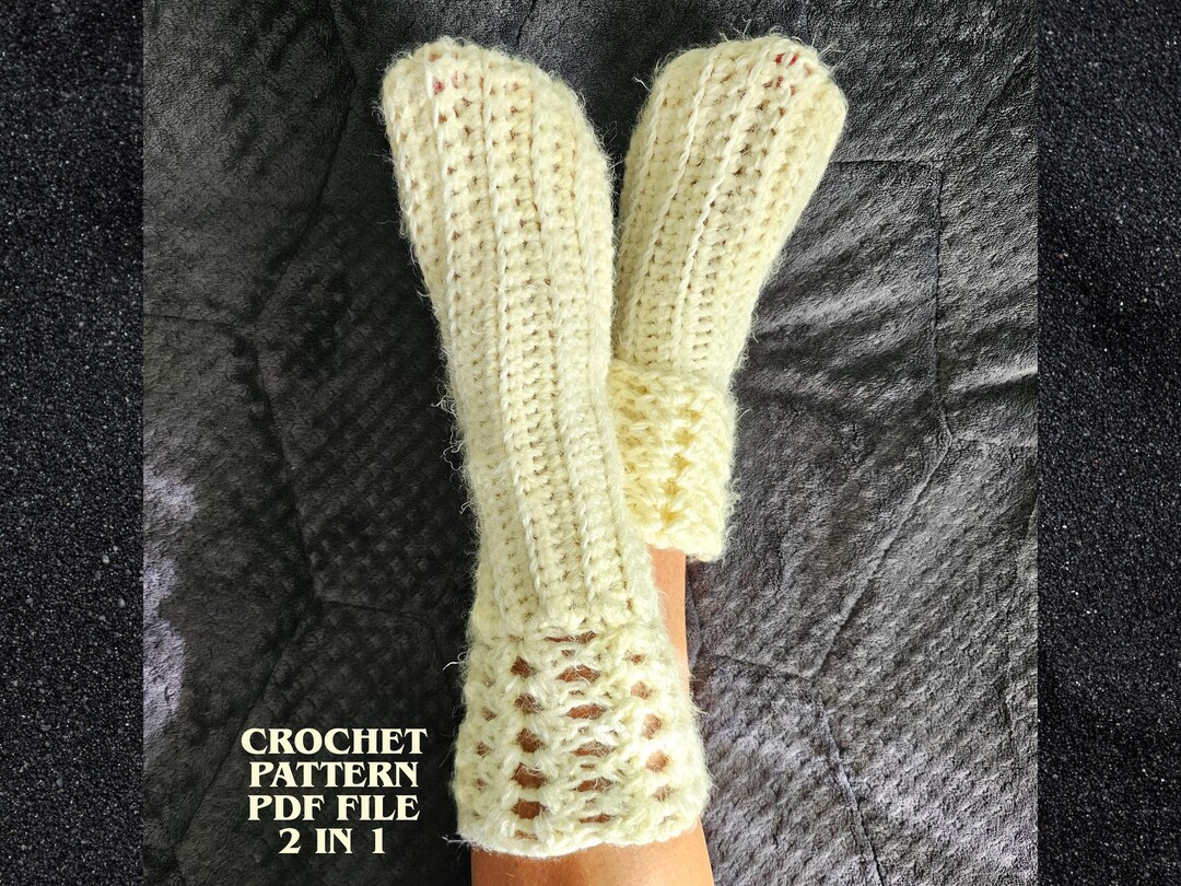 Crochet Slippers House Socks Pattern PDF – Womens Stockings, Easy ...