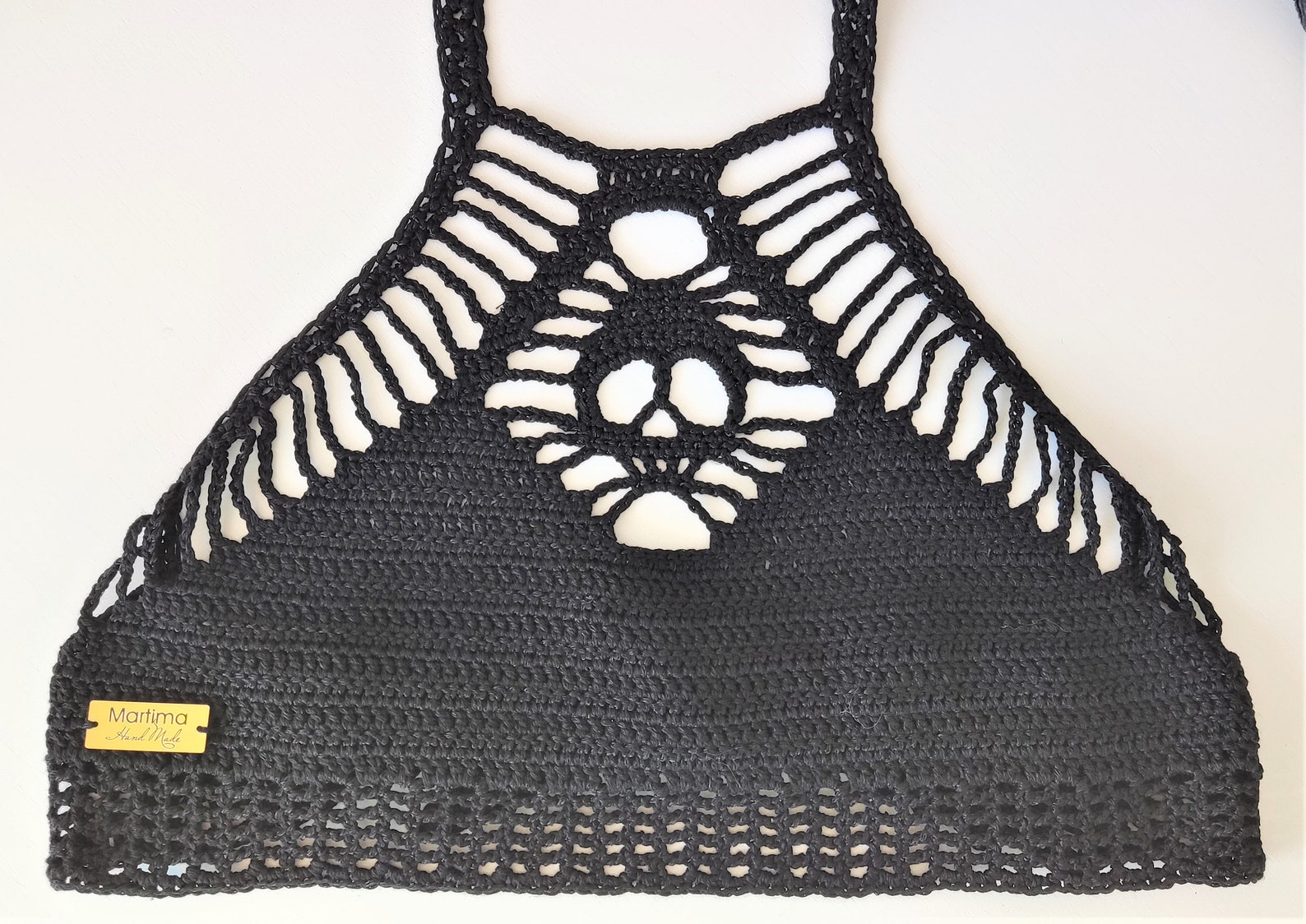 Goth Crochet Pattern Crop Top SKULL, Grunge Clothes, Crochet Bikini ...