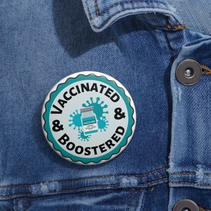 Vaccinated and Boostered Pin Button, Vaccinated Pin, Booster Shot Pin ...
