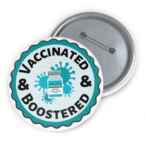 Vaccinated and Boostered Pin Button, Vaccinated Pin, Booster Shot Pin ...