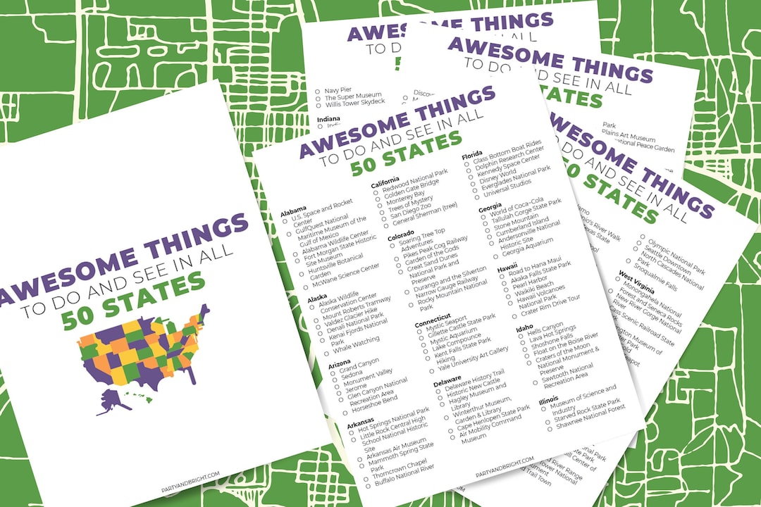 50 States Bucket List, US Travel Planner, Road Trip Checklist, US ...