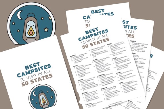 Camping Trip Planner Best Places to Camp 50 States Checklist - Etsy