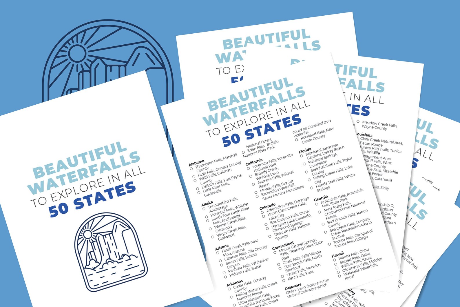 US Waterfalls Trip Planner, 50 States Checklist (digital Download) - Etsy