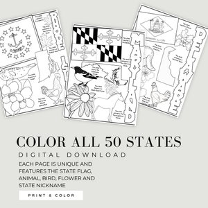 50 States Coloring Book, United States Coloring Pages, USA Coloring ...