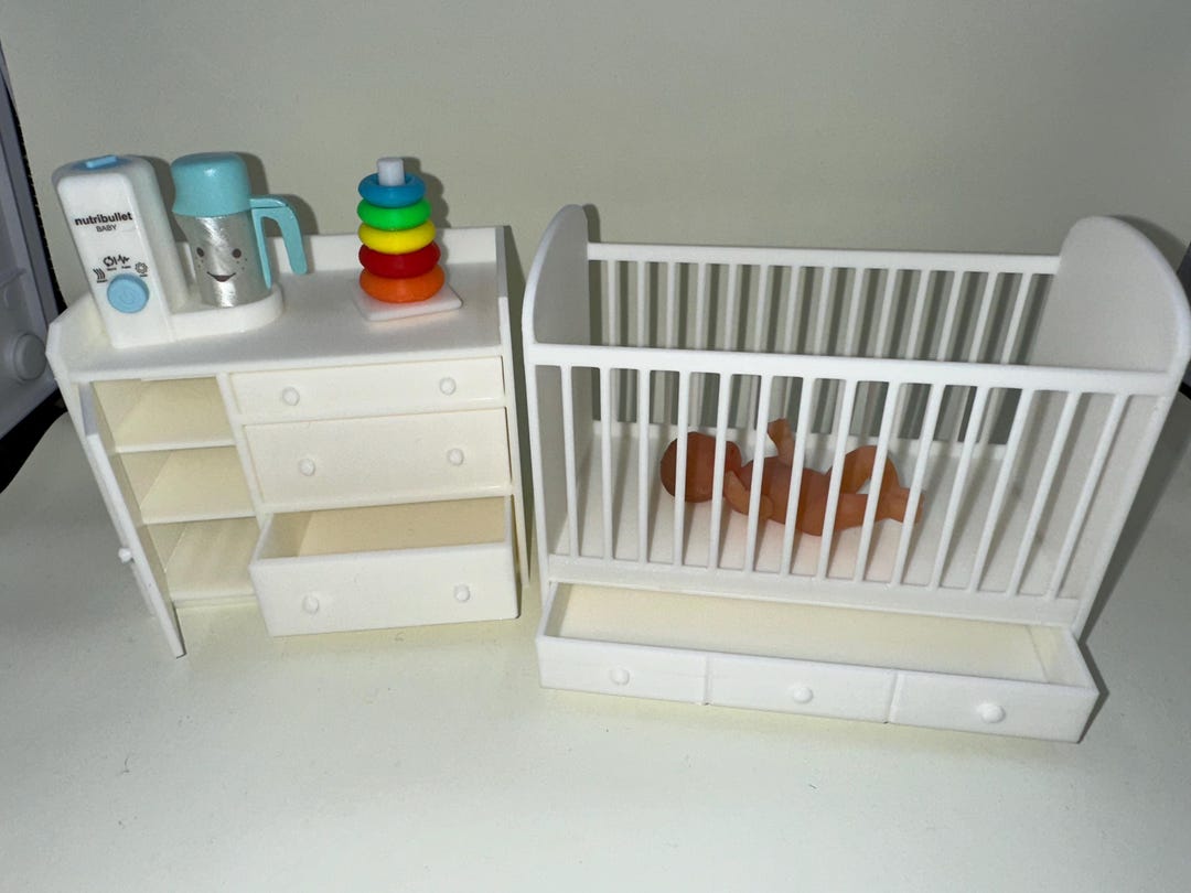 Dollhouse Nursery Miniature Baby Crib With Functional Drawer - Etsy