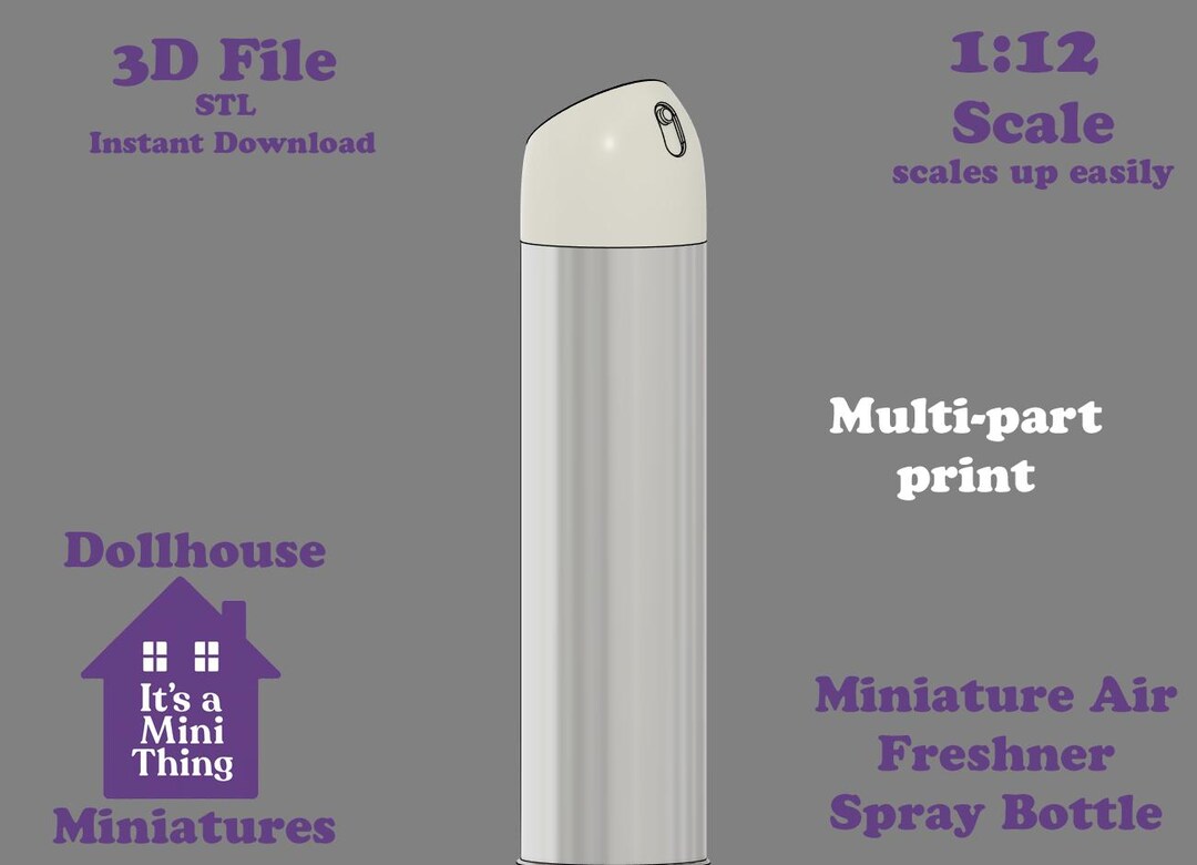 1:12 Scale Miniature Air Freshener Spray Can STL 3D Model for Dollhouse ...
