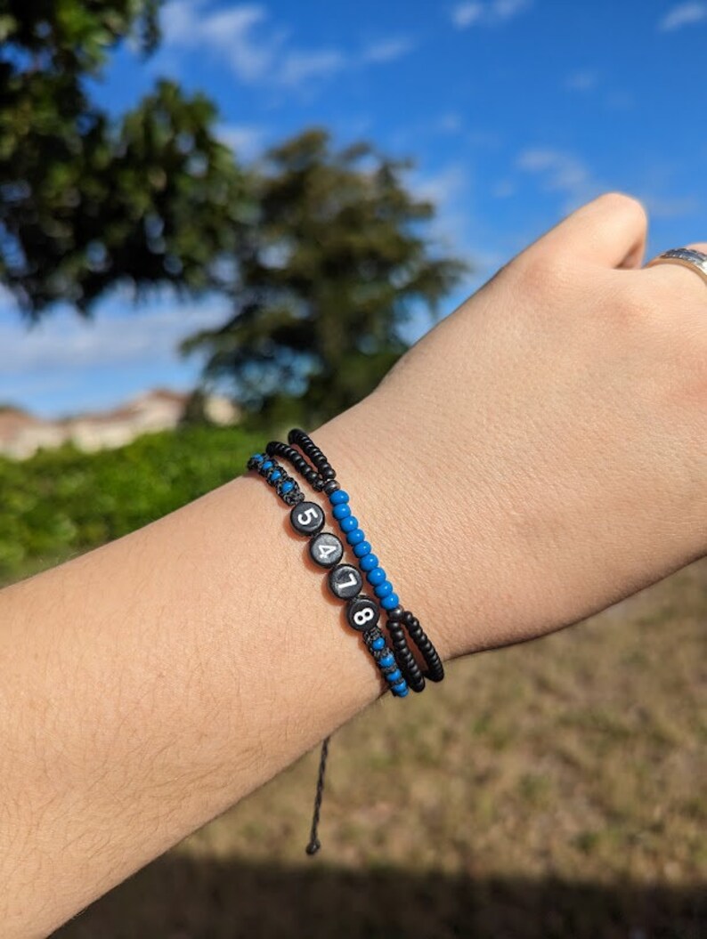 Thin Blue Line Unisex Macrame Bracelet Dainty Minimalist Law ...