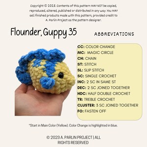 Flounder Guppy 35 No Sew Crochet Pattern Digital Download Beginner ...