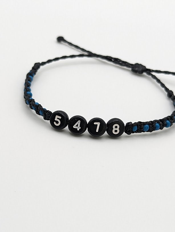 Thin Blue Line Unisex Macrame Bracelet Dainty Minimalist Law ...