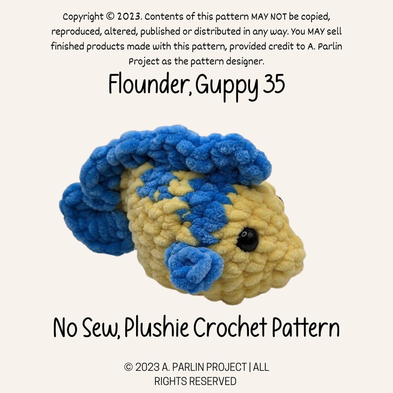 Flounder Guppy 35 No Sew Crochet Pattern Digital Download Beginner ...