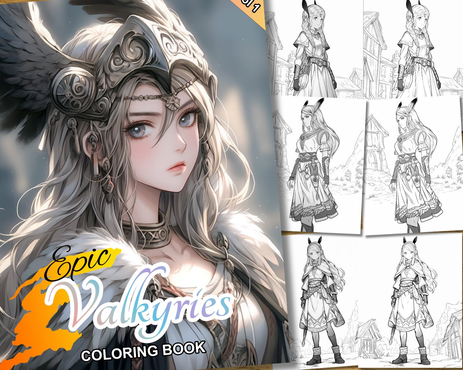 Epic Valkyries Coloring Book Vol 1 Grayscale & Light Version Pages Free ...