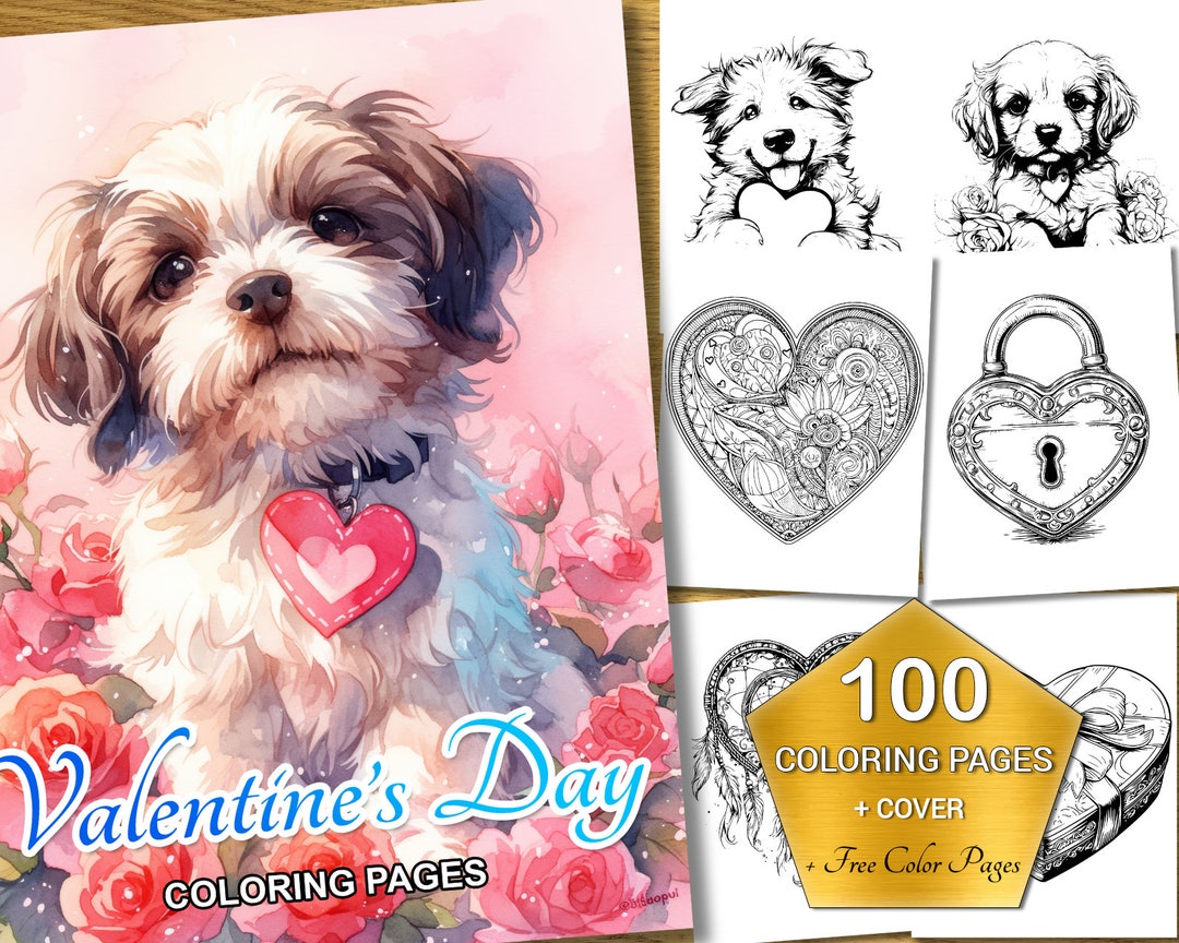 Valentine's Day Coloring Book for Adults and Kids - 100 Unique Love ...
