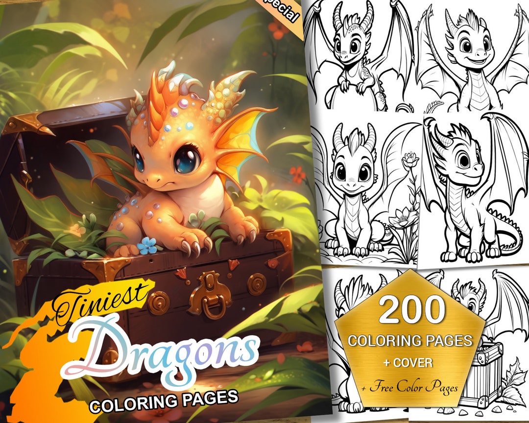 Tiniest Dragons Coloring Pages Special 200 Cute Dragon Sheets, for Kids ...