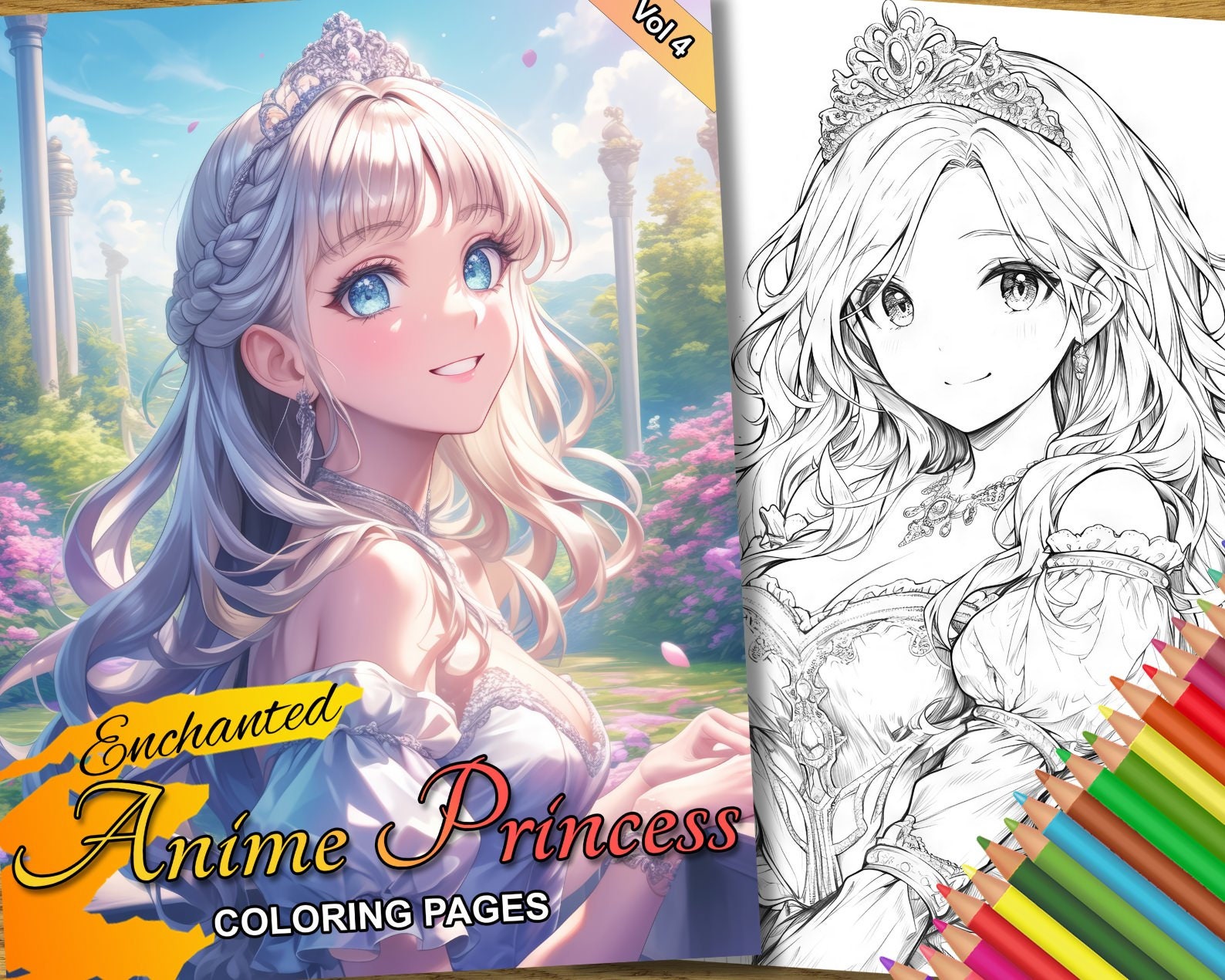 Enchanted Anime Princess Coloring Pages Vol 4 60 Beautiful Designs, for ...