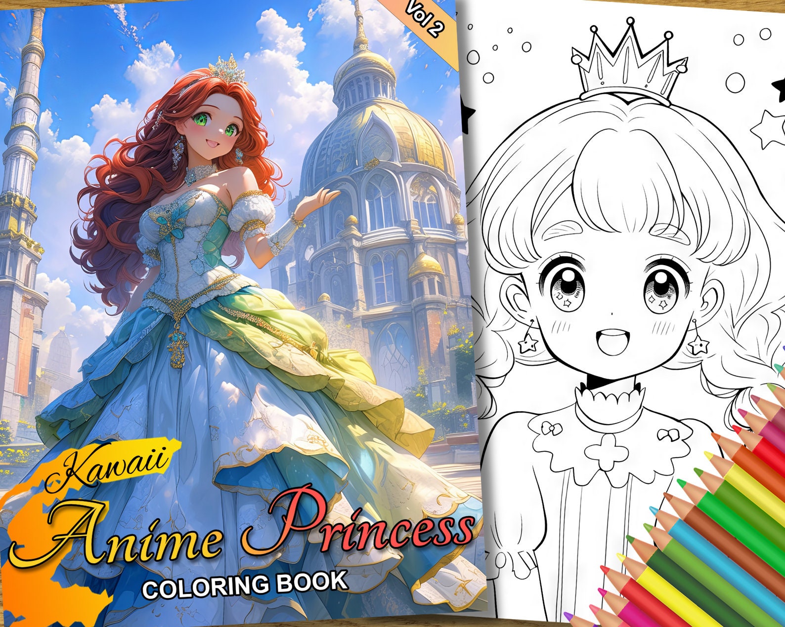 Kawaii Anime Princess Coloring Book Vol 2 Printable PDF, 50 Pages for ...