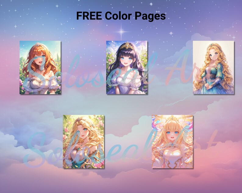 Enchanted Anime Princess Coloring Pages Vol 1 60 Beautiful Designs, for ...