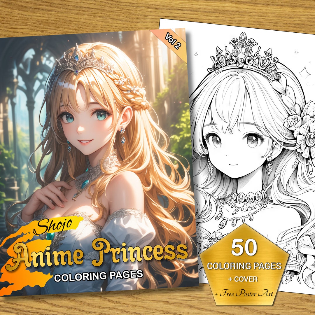 Shojo Anime Princess Coloring Book Vol 2 50 Enchanting Anime Princess ...