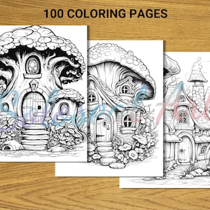 Dreamy Fairy Houses Coloring Book for Kids + Adults, 100 Printable ...