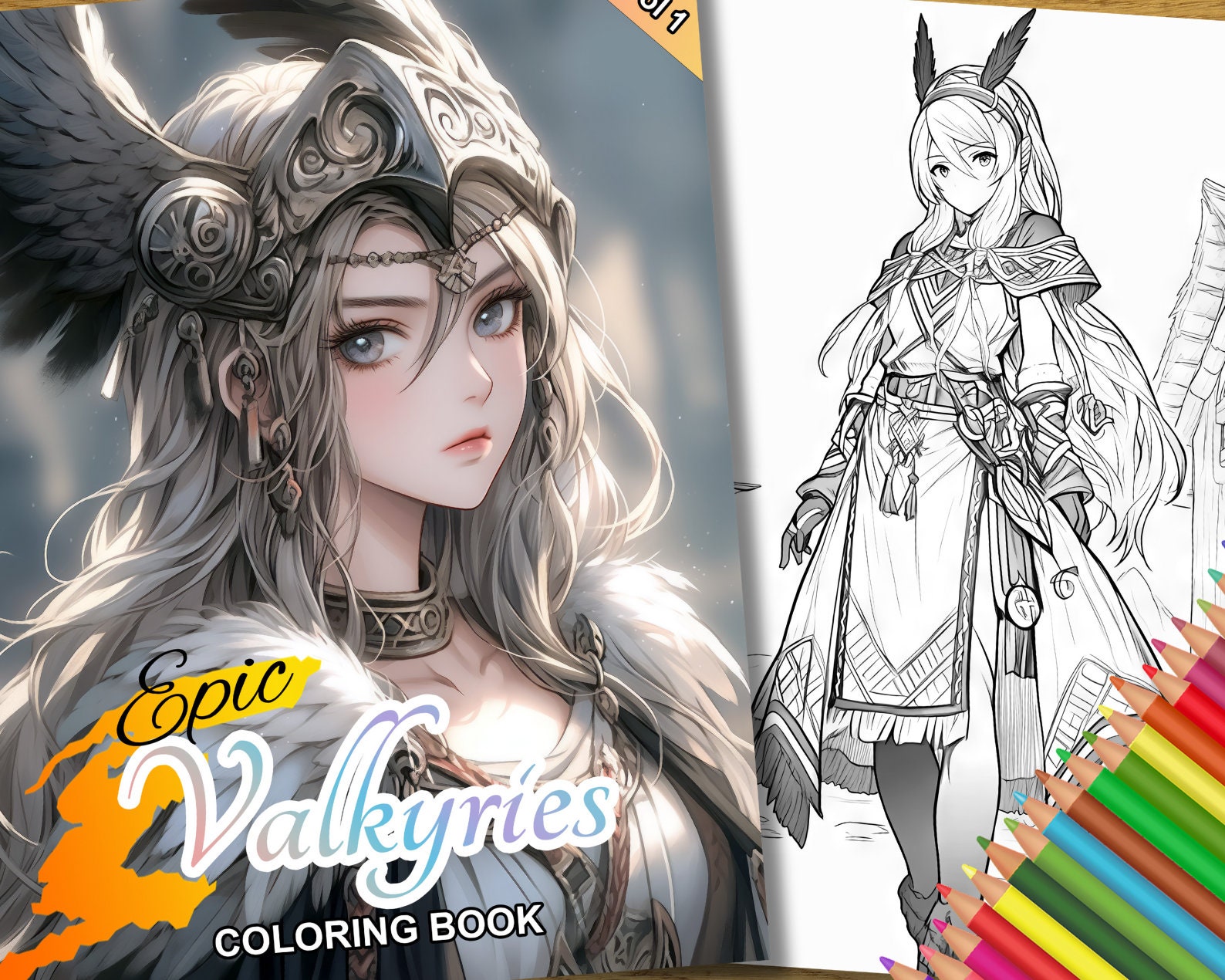 Epic Valkyries Coloring Book Vol 1 Grayscale & Light Version Pages Free ...
