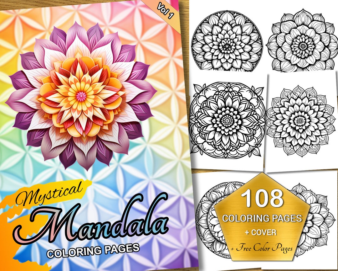 Mystical Mandala Coloring Pages Vol 1 for Adults - 108 Intricate ...