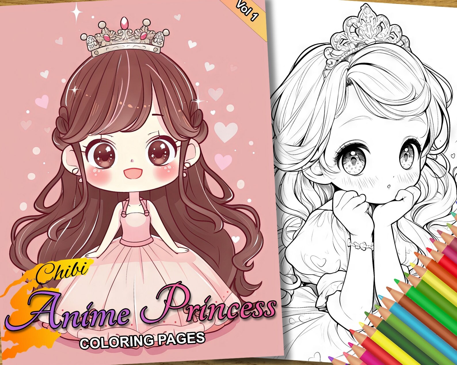 Chibi Anime Princess Coloring Pages Vol 1 Printable Cute Chibi Art for ...