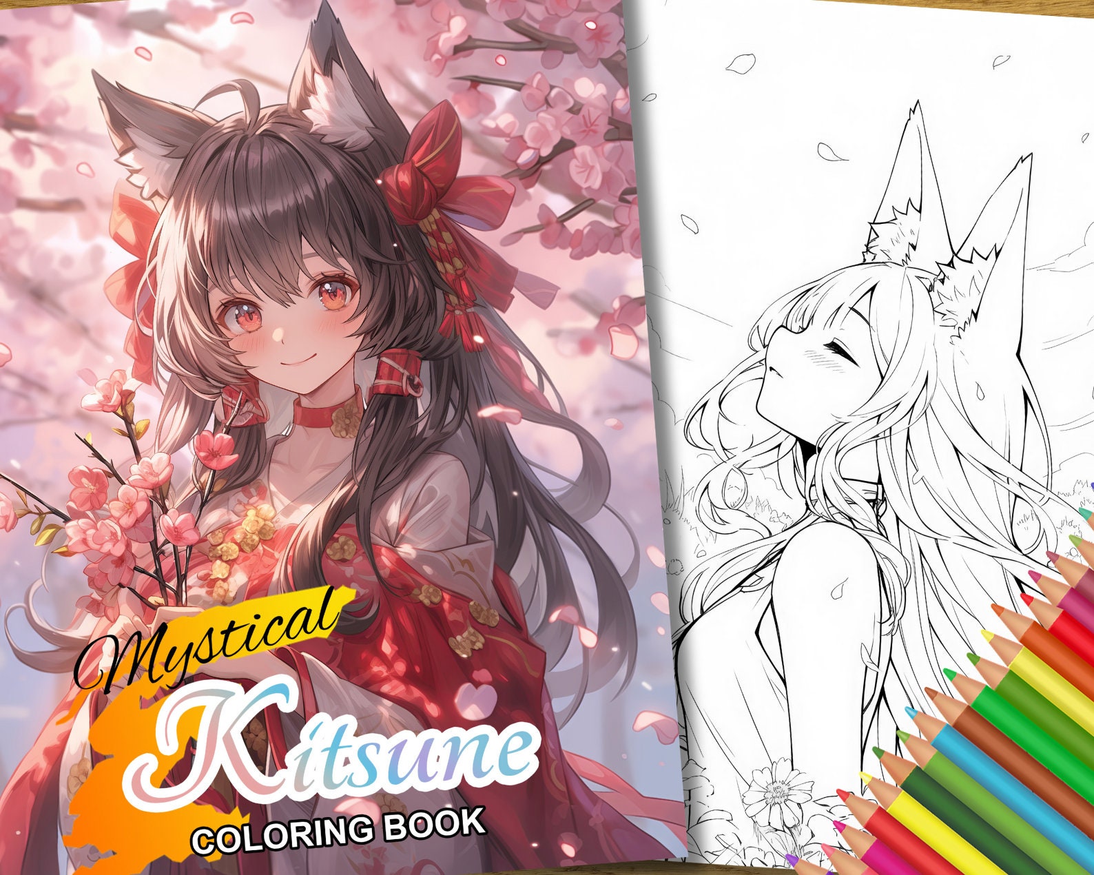 Mystical Kitsune Coloring Book - Instant Download With Free Poster Art ...
