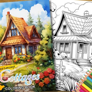Charming Cottages Coloring Book for Kids + Adults - 100 Beautiful Pages ...