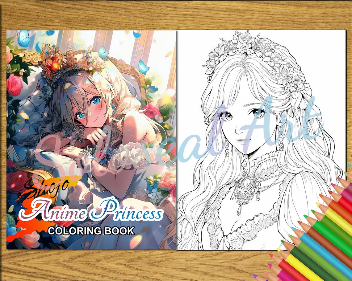 Shojo Anime Princess Coloring Book 8.5 X 11 Digital Download, 50 Pages ...