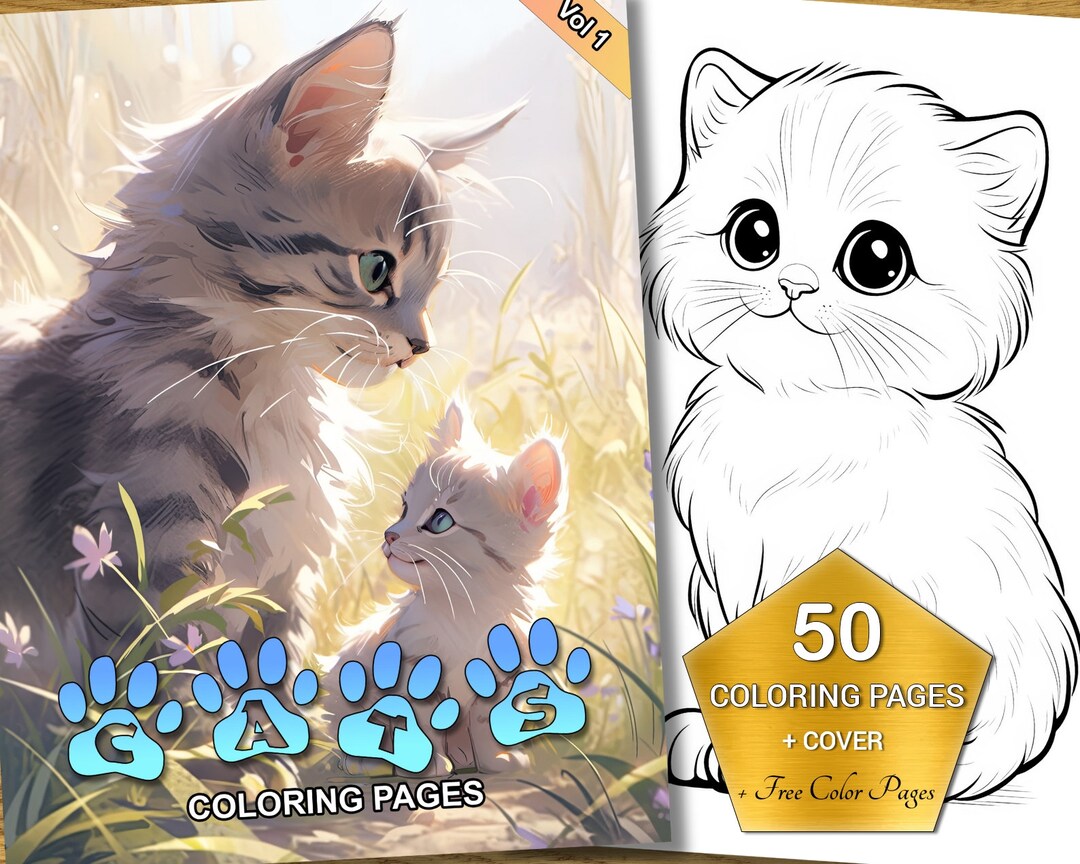 Cats Coloring Pages Vol 1 - Charming Cat & Kitten Designs, Printable ...