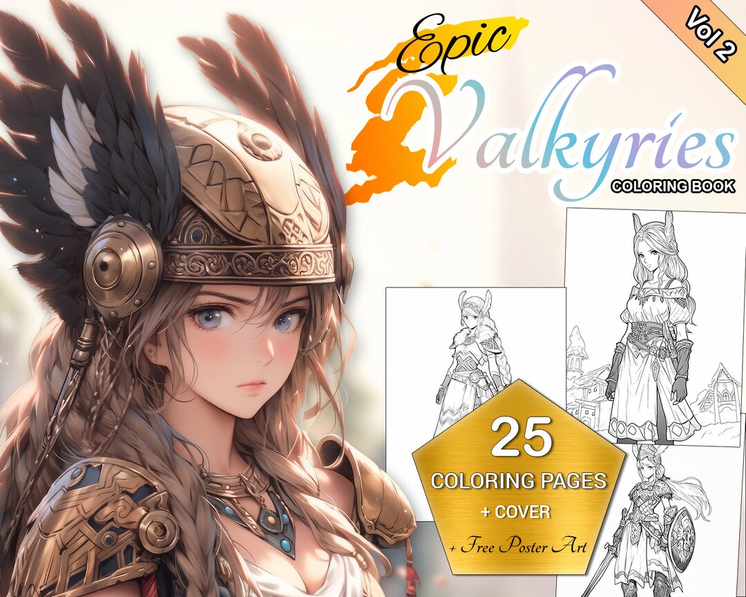 Epic Valkyries Coloring Book Vol 2 Grayscale & Light Version Pages Free ...