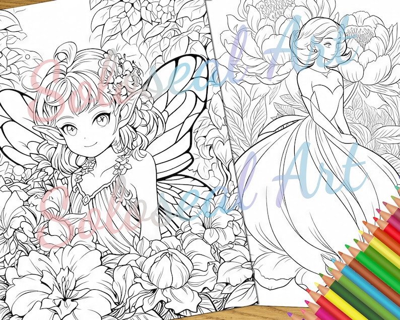 Fairy and Elf Coloring Book Vol 5 - Instant Download With Free Poster ...