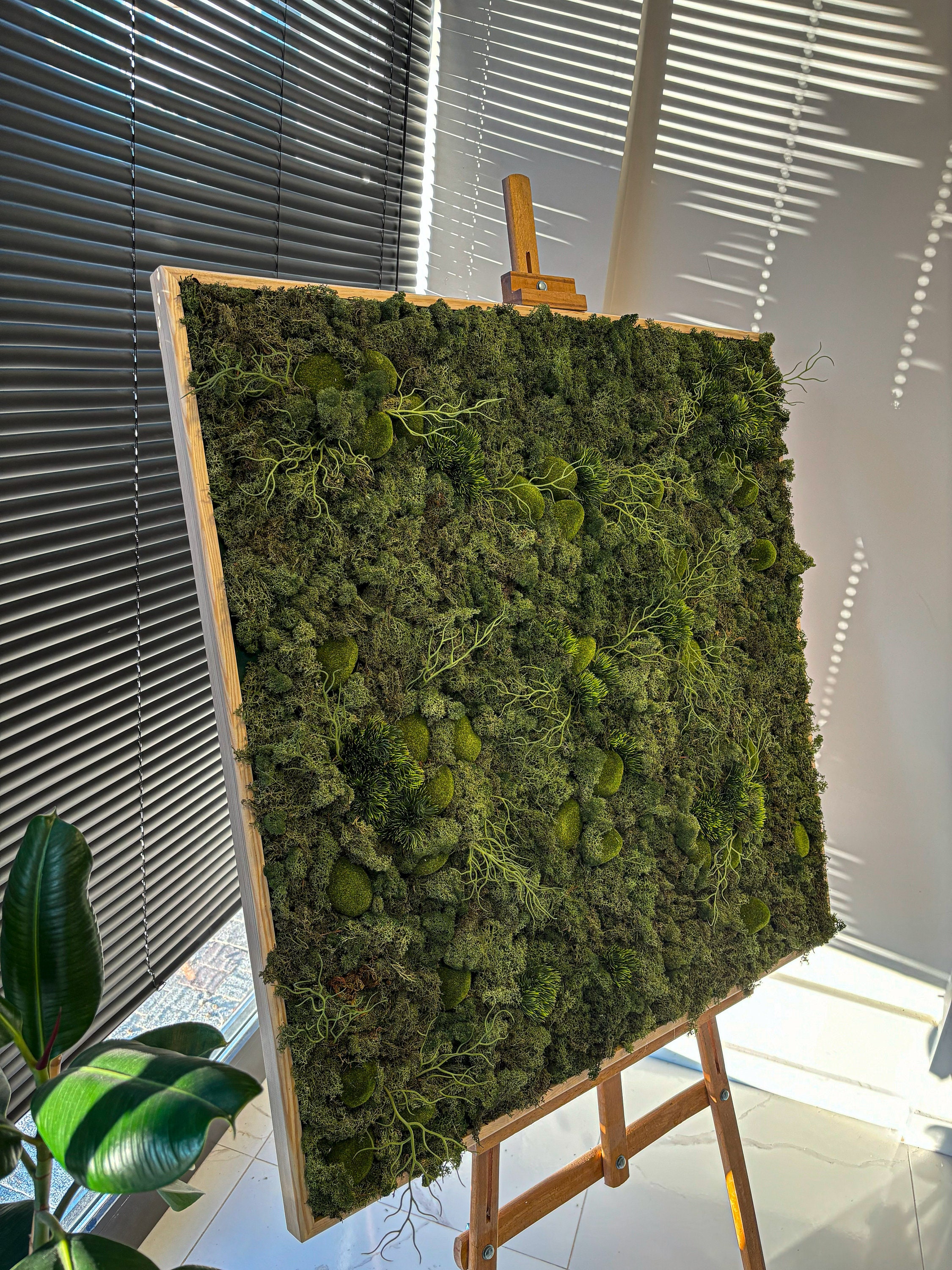 Wood Framed Moss Art, Moss Art, Moss Wall Art, Moss Decor, Large Wooden ...