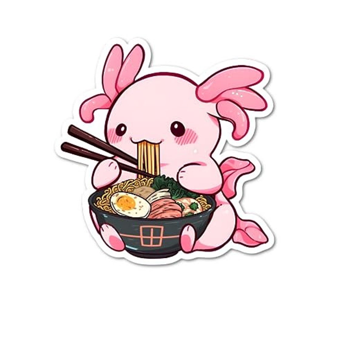 Axolotl Eating Ramen Noodles Cute Kawaii Sticker - Etsy