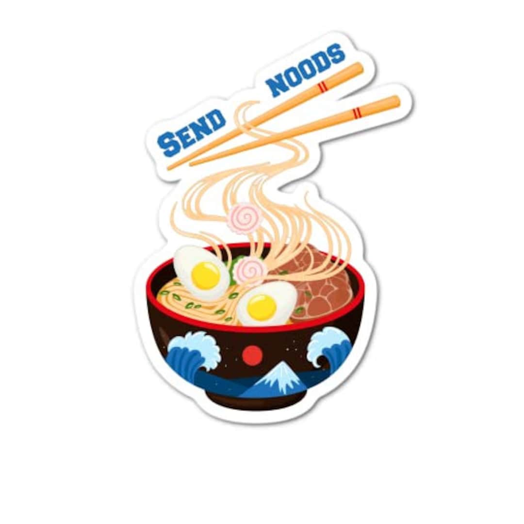 Send Noods Ramen Noodle Sticker Waterproof for Bottles Laptops Cell ...
