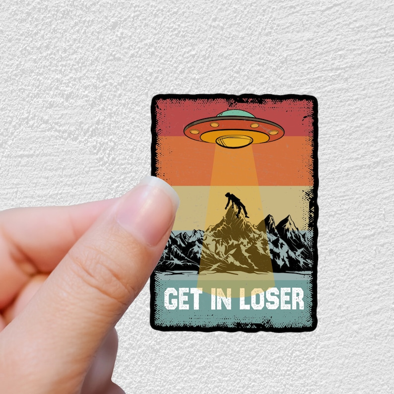 Retro Alien Get in Loser UFO Decal Sticker - Etsy