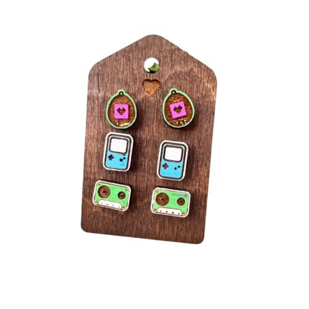 90s Retro Throwback Themed Hand Painted Earrings on Studs Bring Back ...