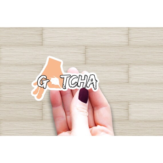 Gotcha Circle Hand Game Funny Waterproof Sticker for Laptop | Etsy