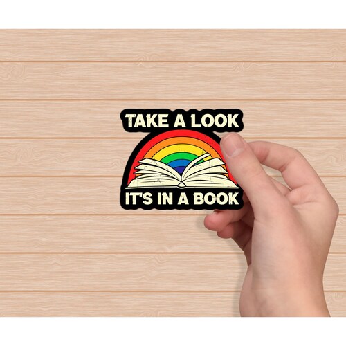 Take a Look It's in a Book Rainbow Sticker Decal - Etsy