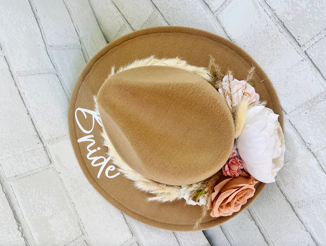 Flower Crown Hat Boho Bridal Hat Fedora Bride Hat Boho - Etsy