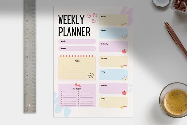 Printable Weekly Calendar | Instant Download | A4 | Weekly Schedule PDF ...