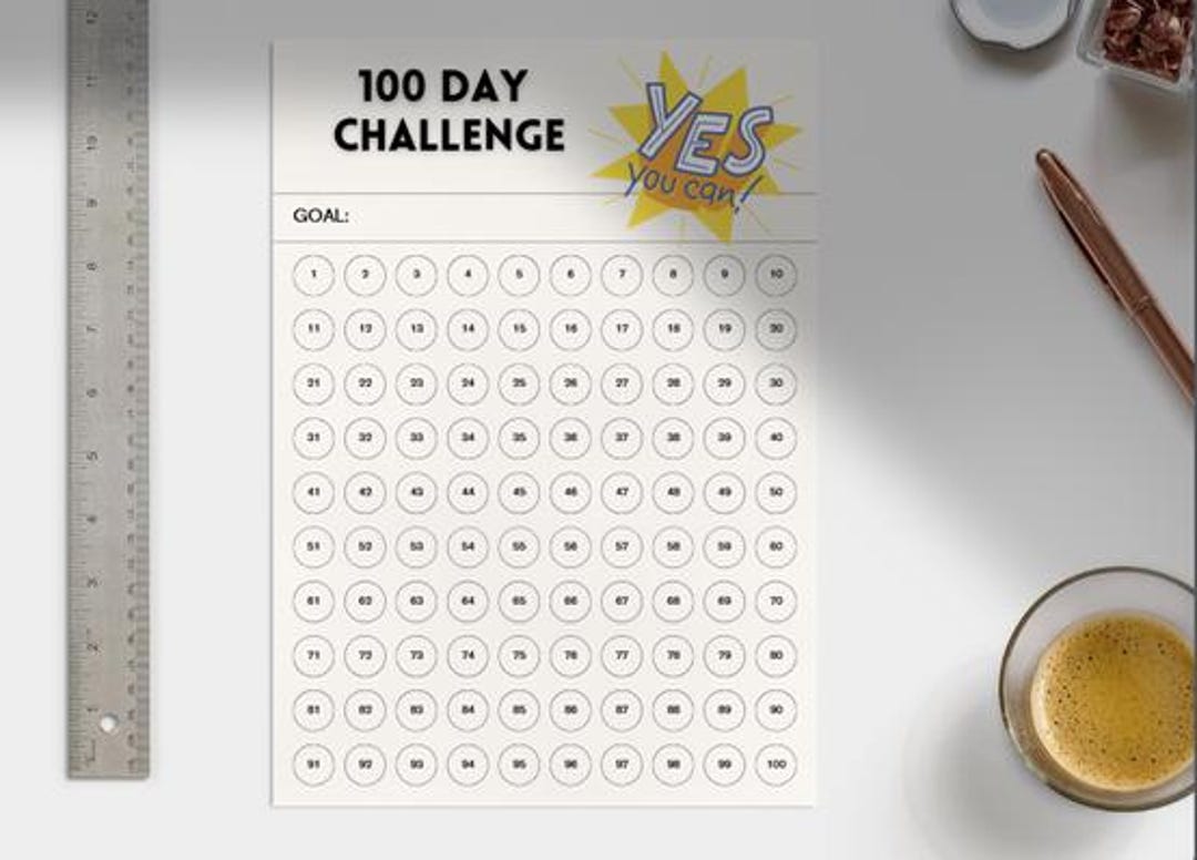 100 Day Challenge Tracker | Printable PDF | Tickable Boxes | Habit ...