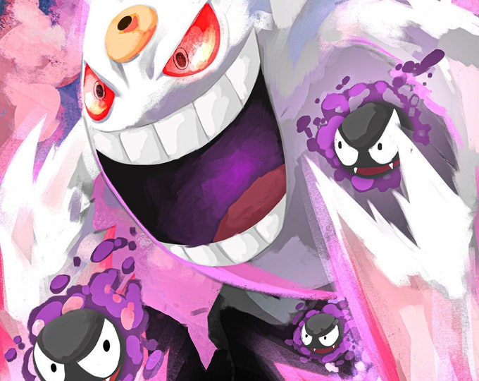 Gengar Poster: Japanese Style Pokemon Inspired Anime Artwork Printable ...