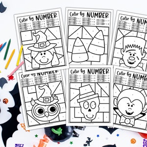 Halloween Color by Number Printables, Paint by Number Printable ...